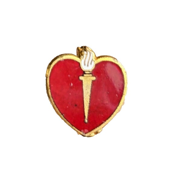 Jewelry | Vintage Red Heart Torch Lapel Pin Religious Medal Gold Tone ...